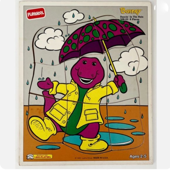 Playskool | Toys | Vtg 993 Playskool Wood 8 Piece Puzzle Barney The ...